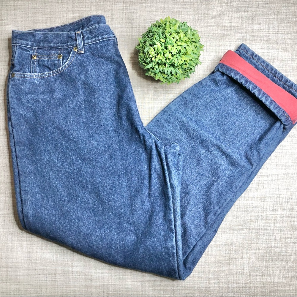 Llbean Red Flannel Lined Super High Rise Jeans, Item … - Gem